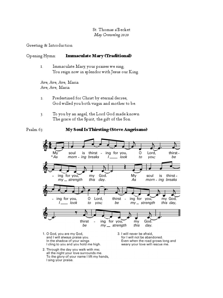 May Crowning Prayer Service 2020 | PDF | Mary, Mother Of Jesus | Grace ...