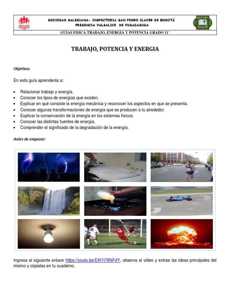 Hojas De Trabajo Sobre Energía Potencial