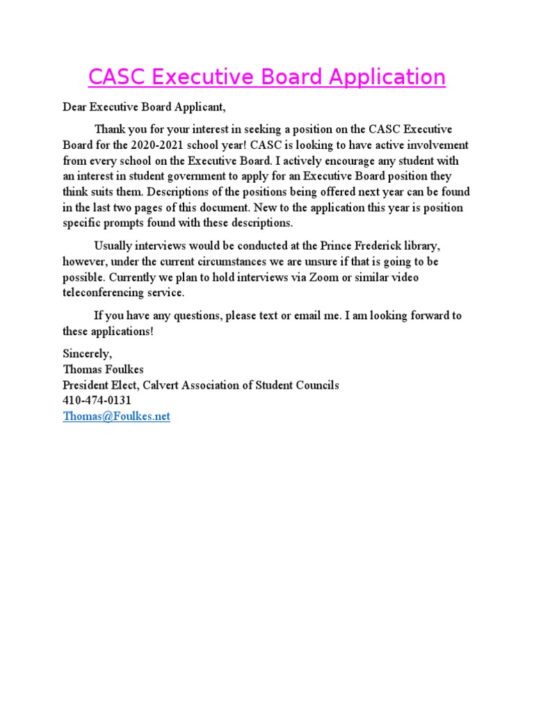 Casc 2020-2021 Staff Application | PDF | Parliamentary Procedure ...