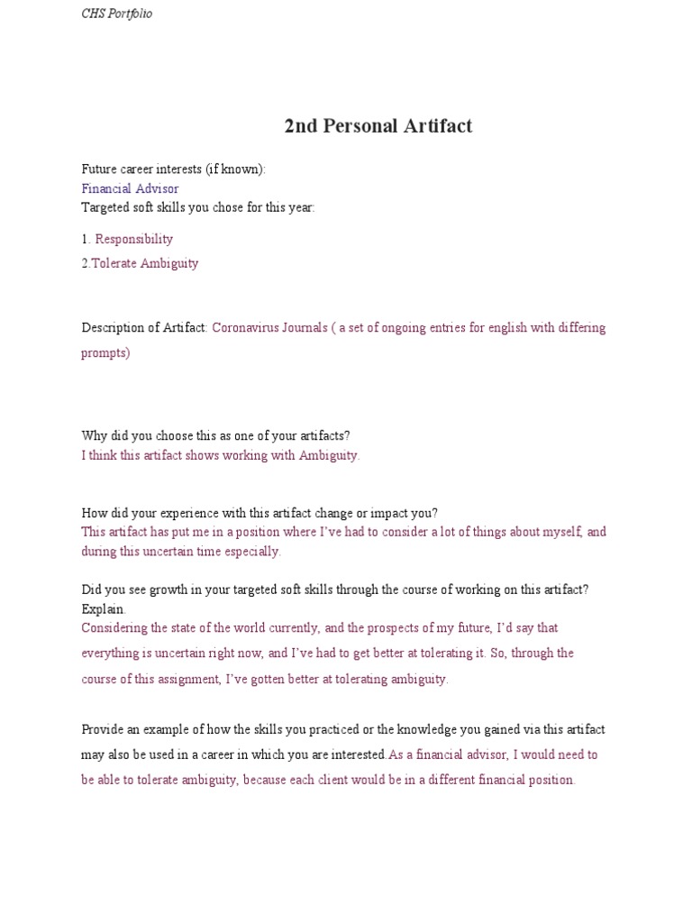 11th Personal Artifact 2 | PDF