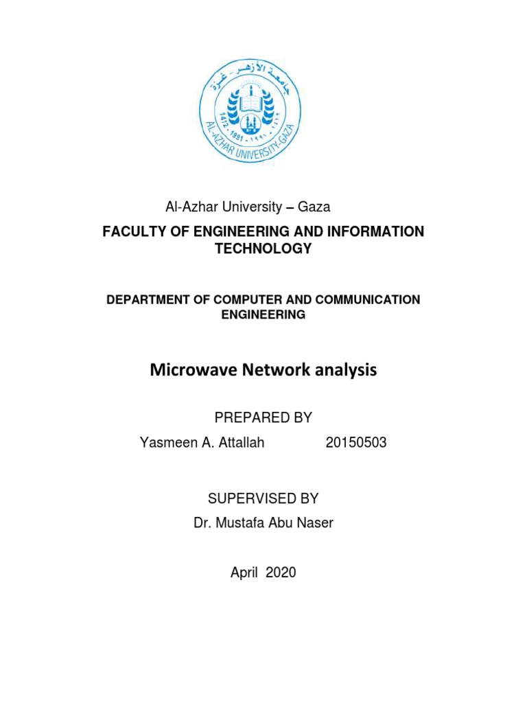 Microwave Network Analysis: Al-Azhar University - Gaza | PDF | Force | Telecommunications