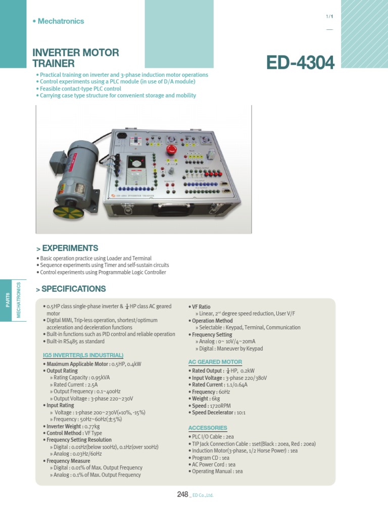Inverter Motor Trainer: - Mechatronics | PDF | Programmable Logic ...