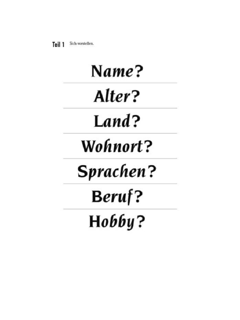 Sprechen - GOETHE - Teil 1 A1 | PDF