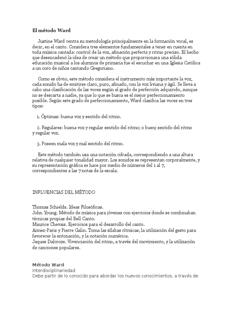 El método Ward | PDF | Ritmo | Notación musical