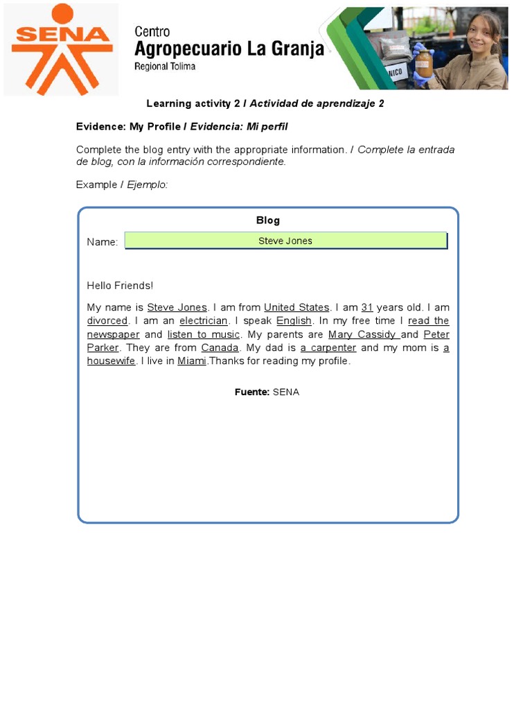Blog Profile Activity Instructions | PDF