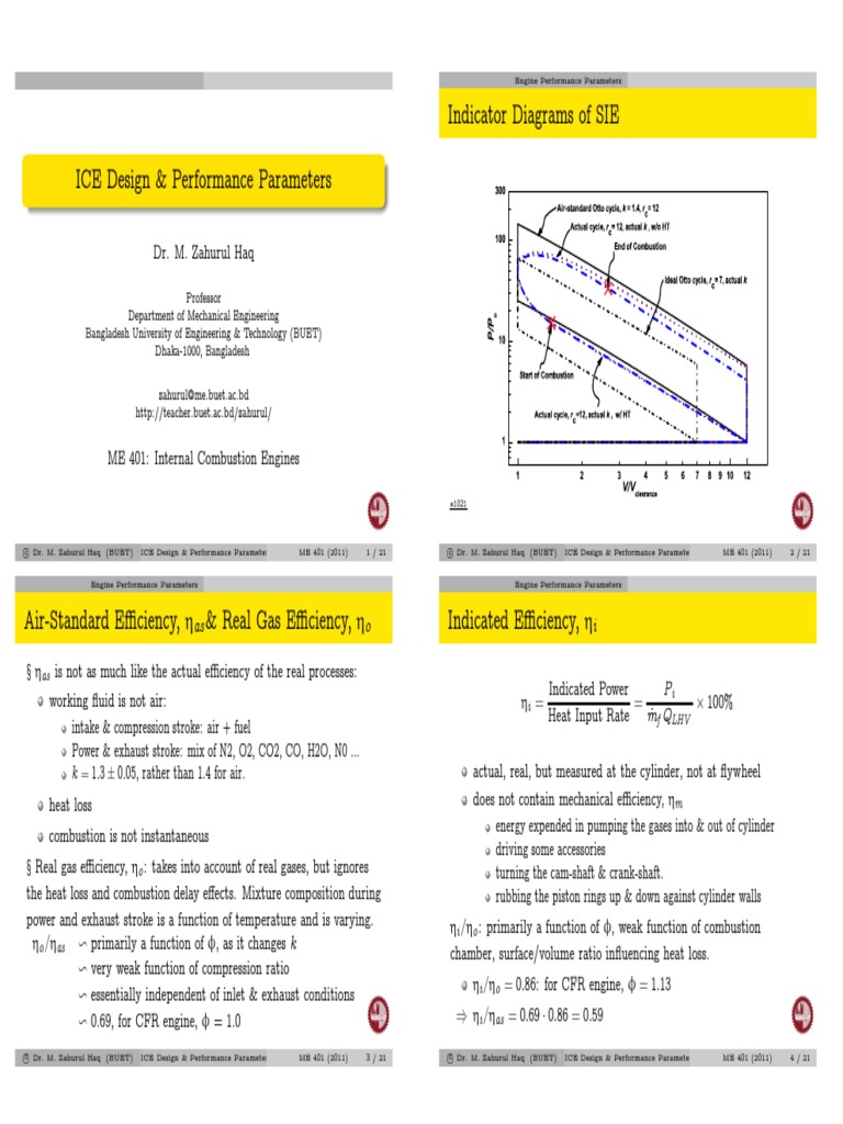 ICE Design & Performance Parameters | PDF | Internal Combustion Engine ...