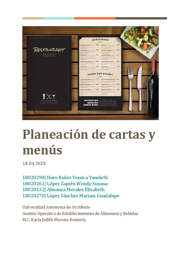 Planeación de cartas y menús: Tipos de menús y su importancia en la ...