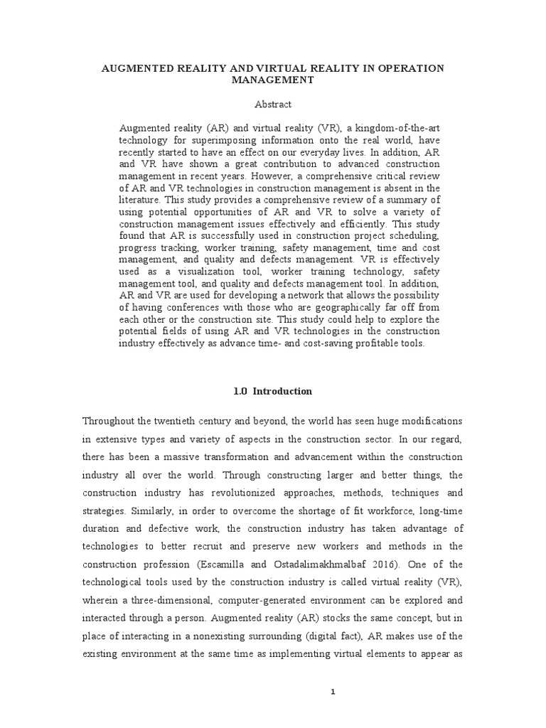 Augmented Reality and Virtual Reality in Operation | PDF | Augmented ...