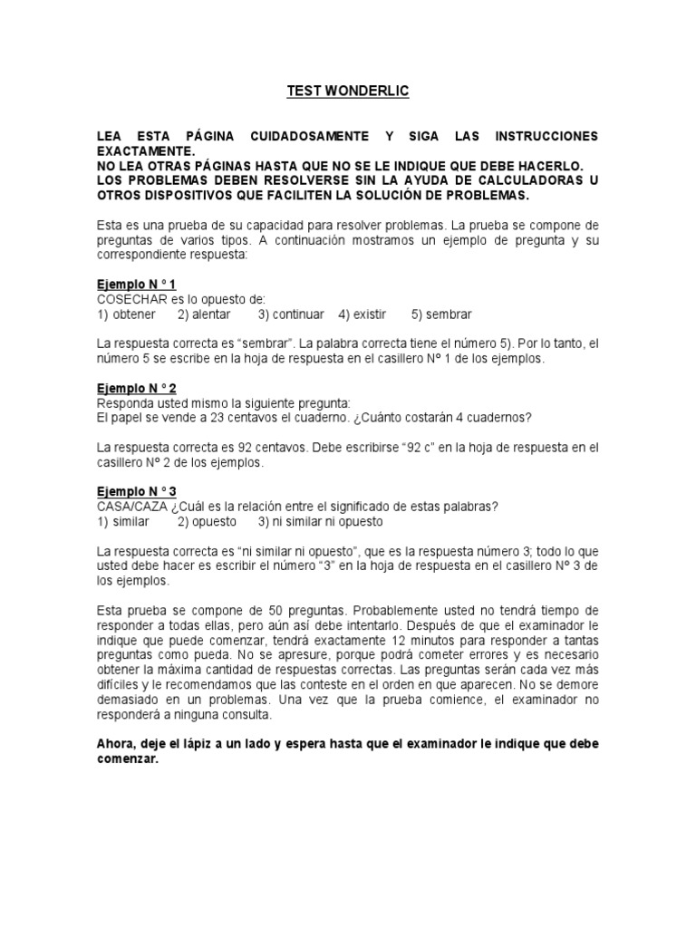 Test Wonderlic | PDF