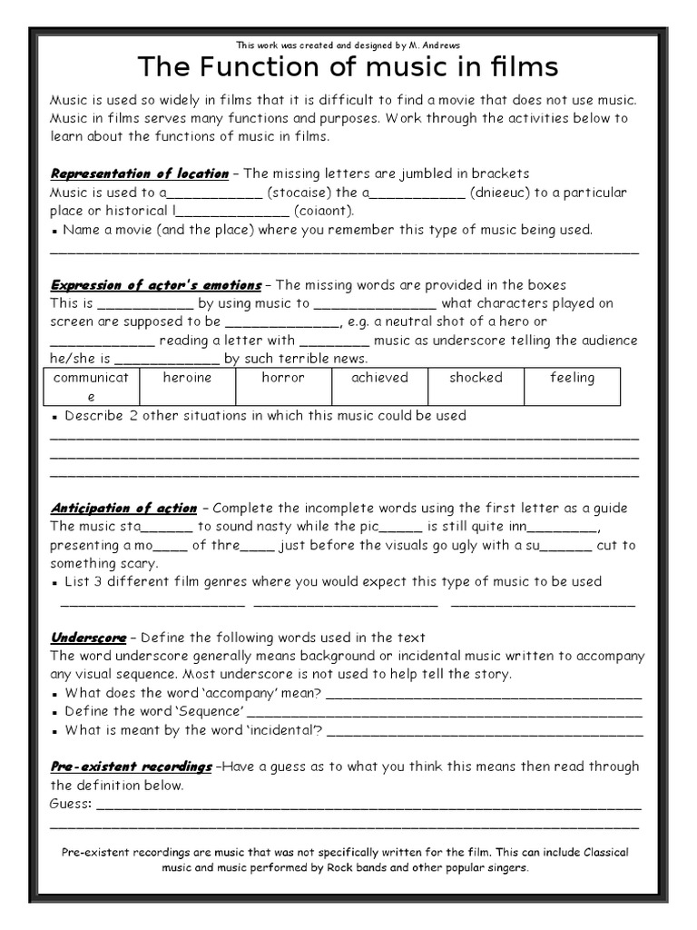 007 Function of Music Used in Films | PDF | Entertainment (General)