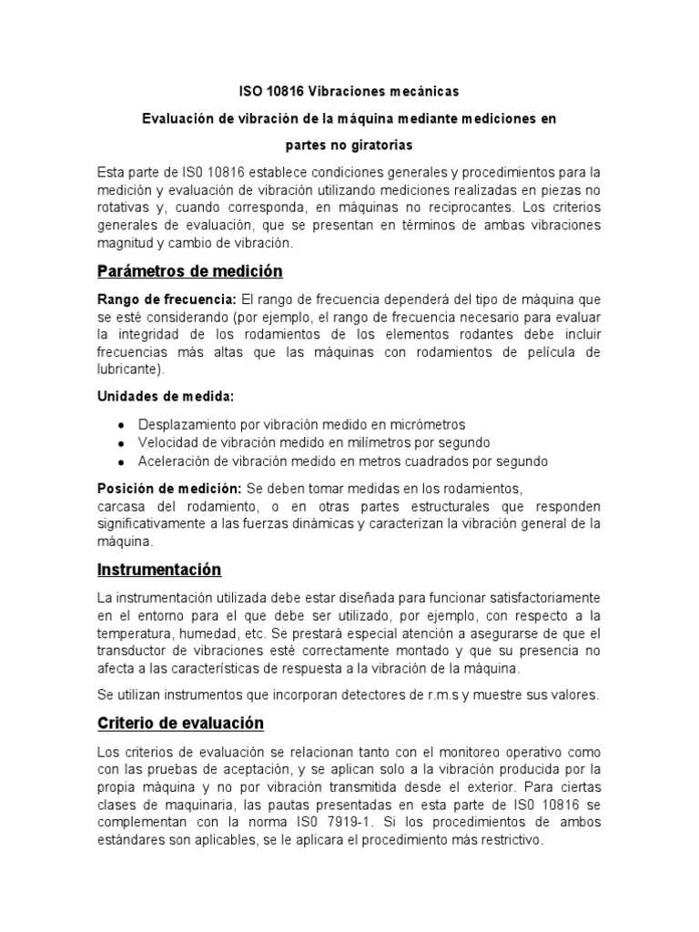 Iso 10816 | PDF | Medición | Evaluación