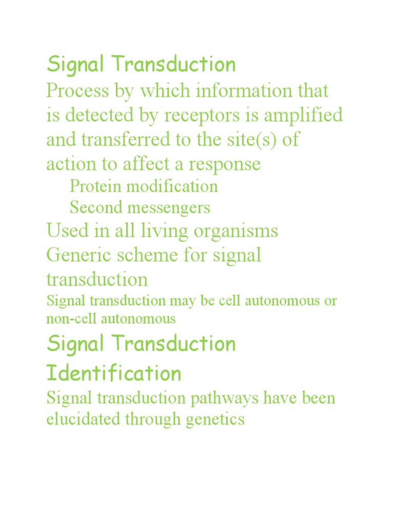 Protein Modification Second Messengers: Signal Transduction May Be Cell ...