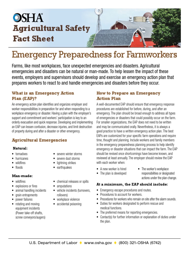 Emergency Preparedness For Farmworkers: Agricultural Safety Fact Sheet ...