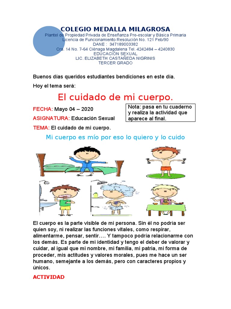 El Cuidado de Mi Cuerpo 3° | PDF