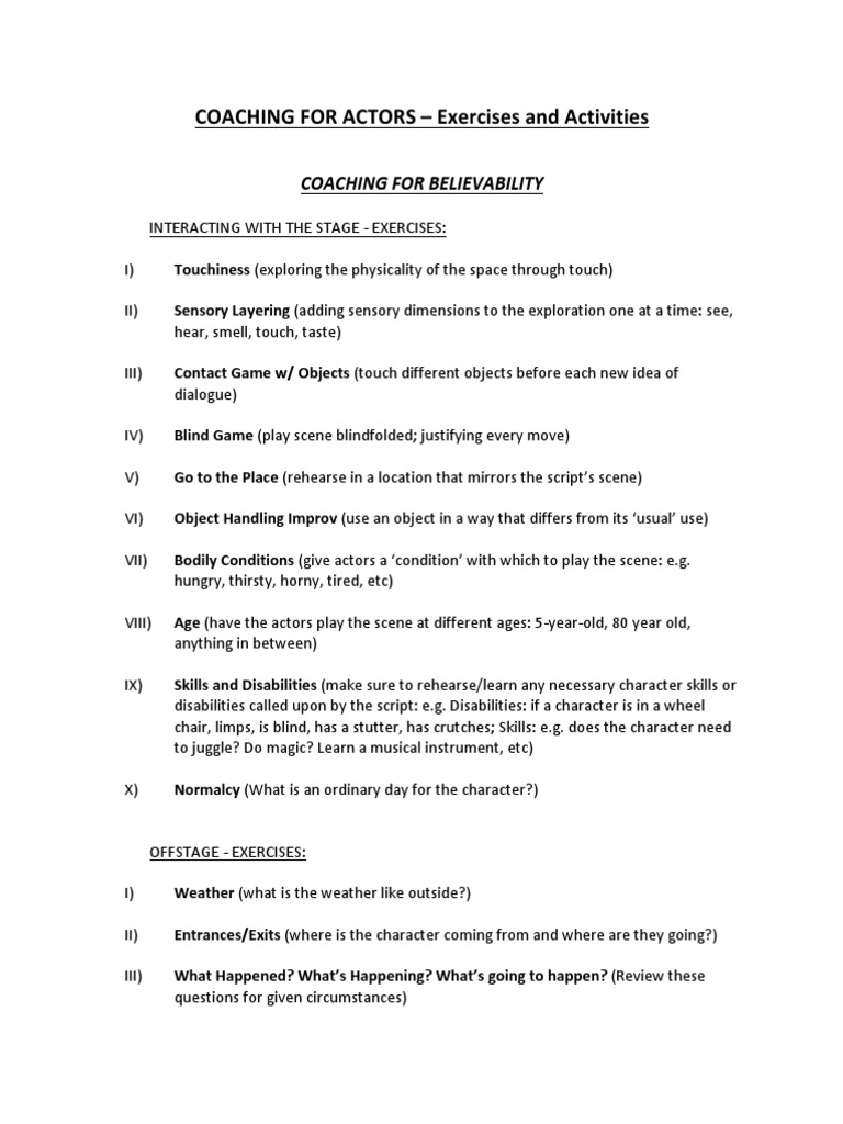 Coaching Actors Pdf Pdf Actor Emotions
