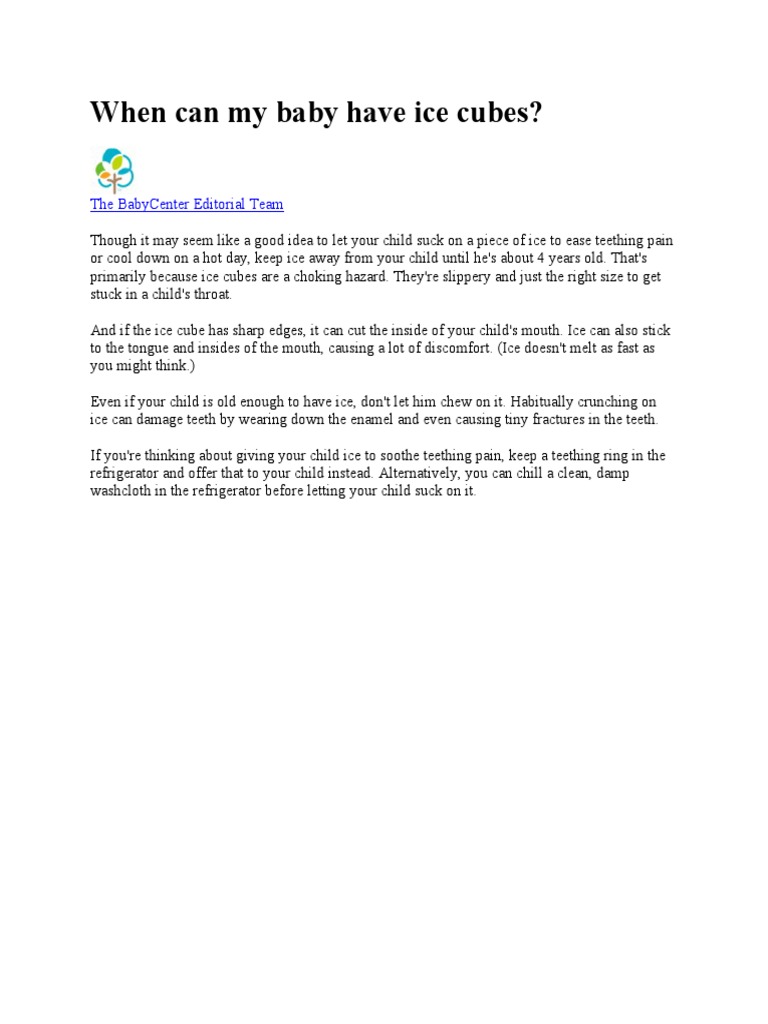 When Can My Baby Have Ice Cubes | PDF | Self-Improvement