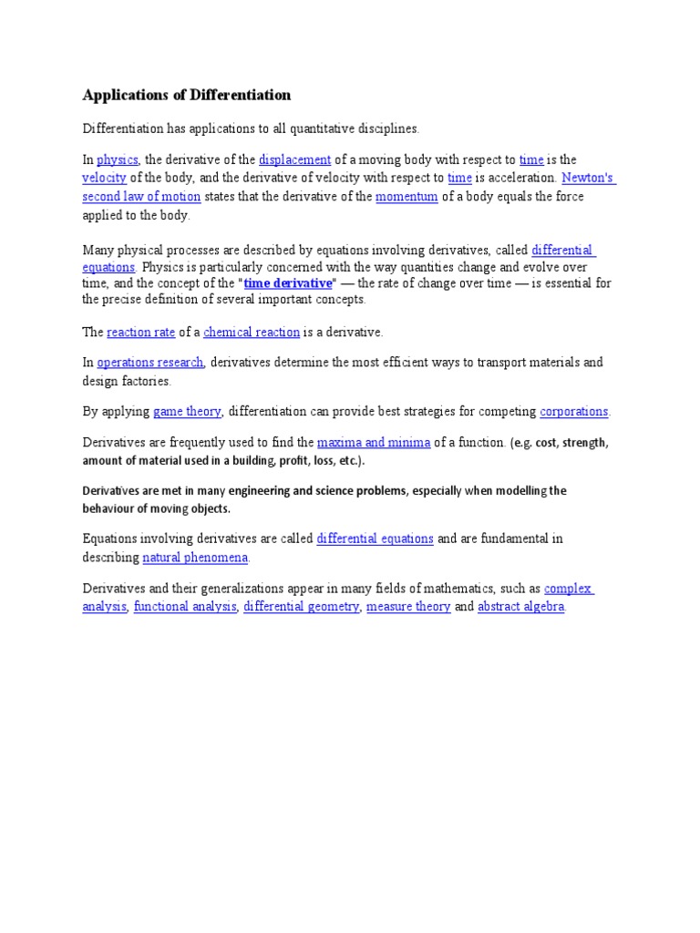 Applications of Differentiation | PDF | Technology & Engineering