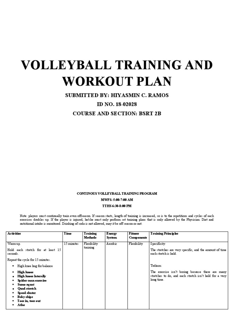 Volleyball Training P | PDF | Flexibility (Anatomy) | Muscle