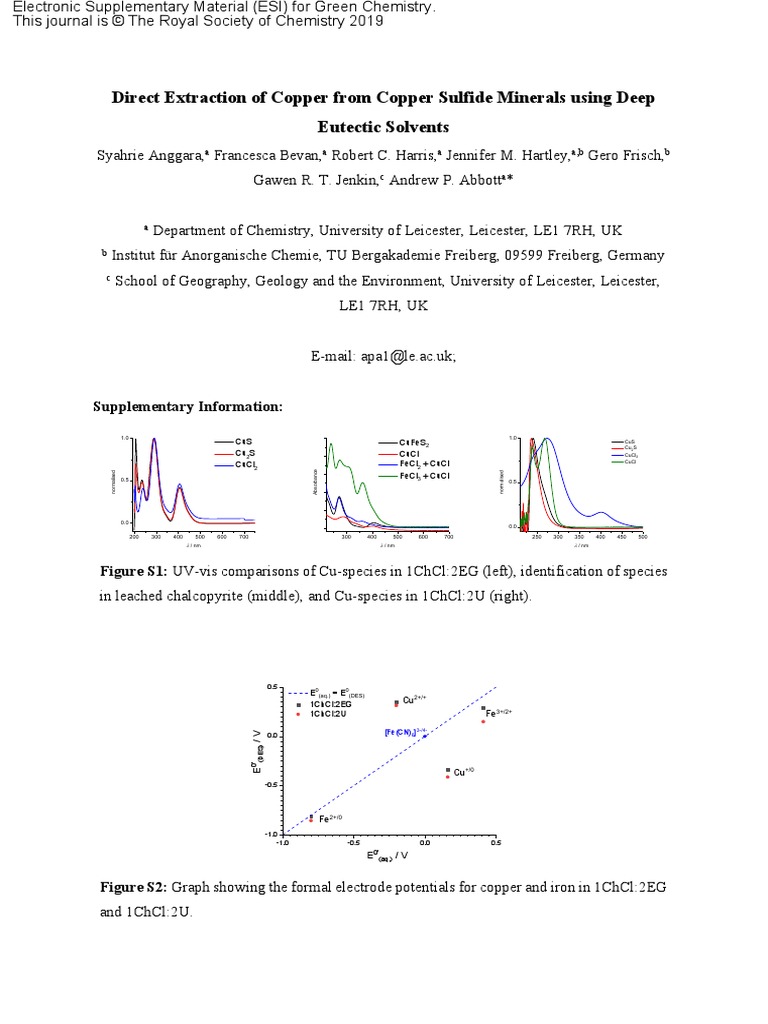 Direct Extraction of Copper From Copper Sulfide Minerals Using Deep ...