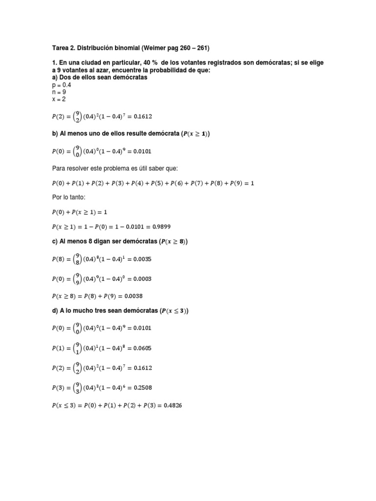 Ejercicios Resueltos Distribucion Binomial PDF | PDF | Enseñanza de matemática | Science