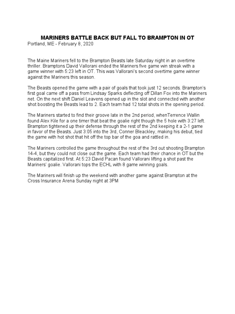 Game Recap Final Draft Word | PDF