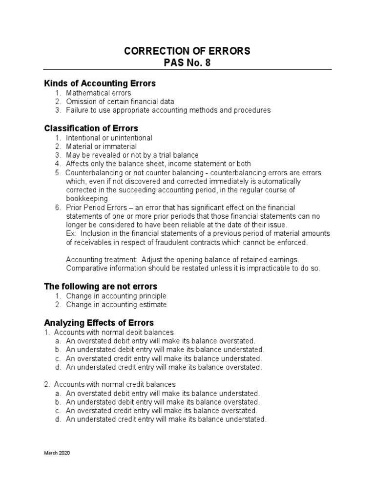 Understanding Accounting Errors and Corrections | PDF
