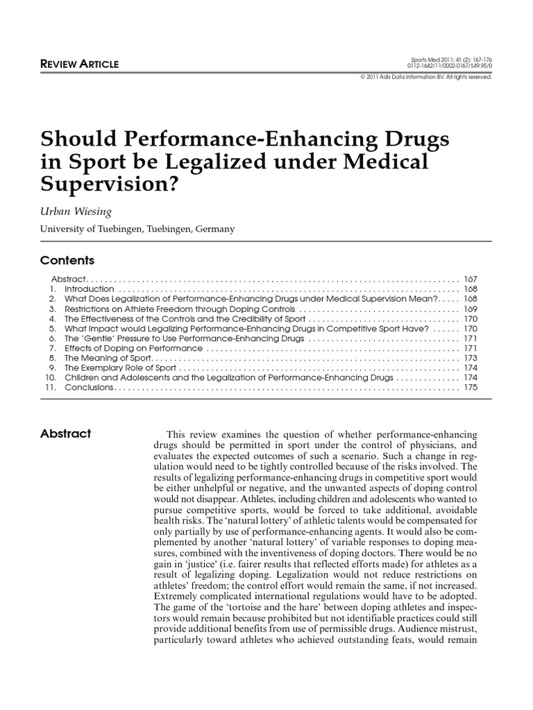 Should Performance-Enhancing Drugs in Sport Be Legalized Under Medical ...