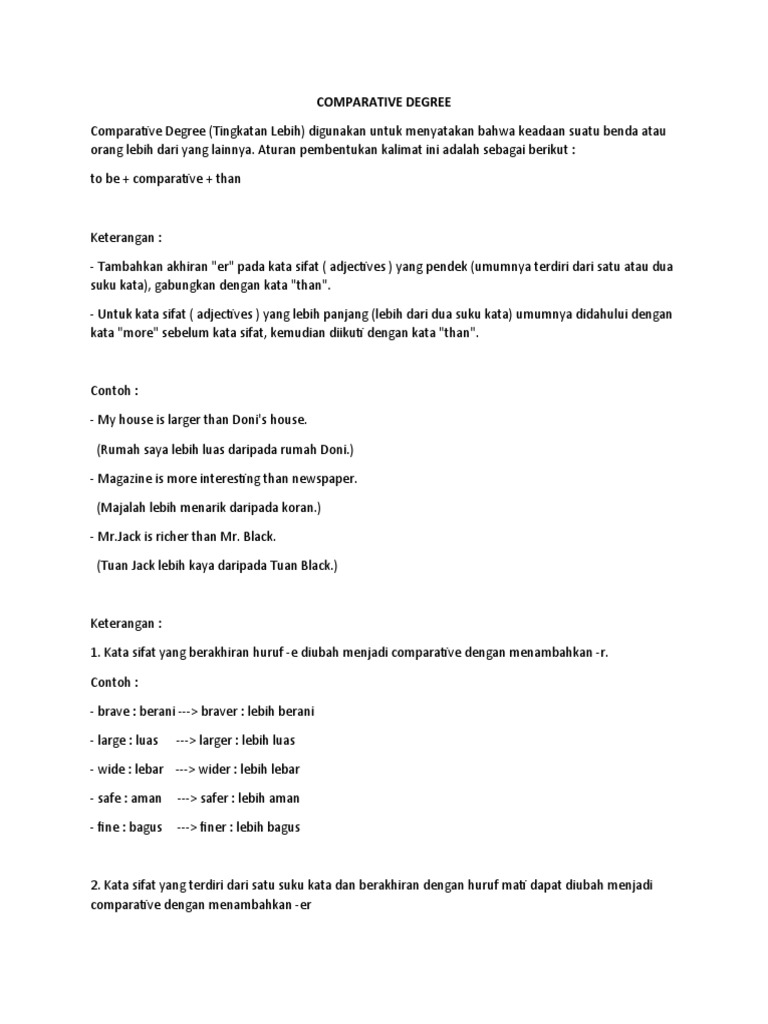 Comparative Degree Rules | PDF