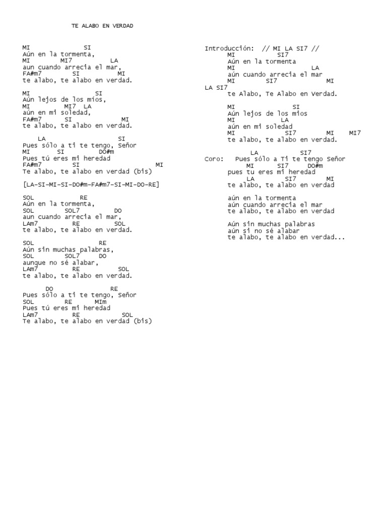 Te Alabo en Verdad | PDF