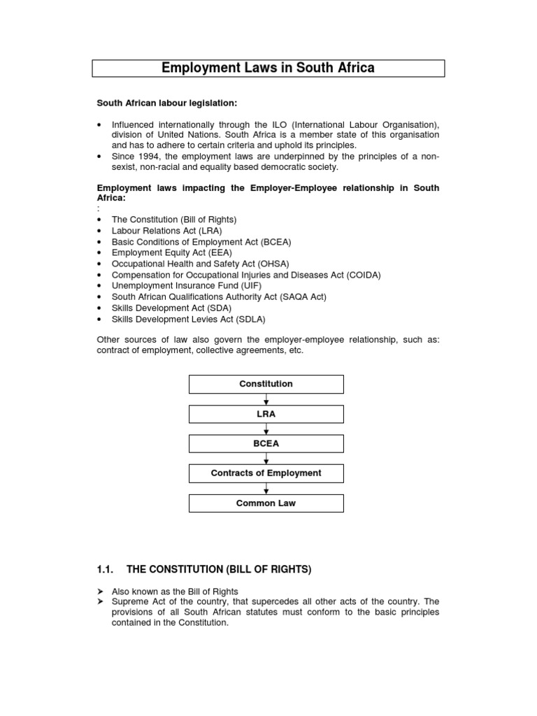 Overview of South African Labour Laws | PDF | Employment | Labour Law