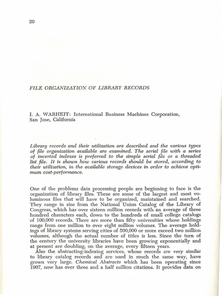 File Organization of Library Records | PDF | Cataloging | Computer File