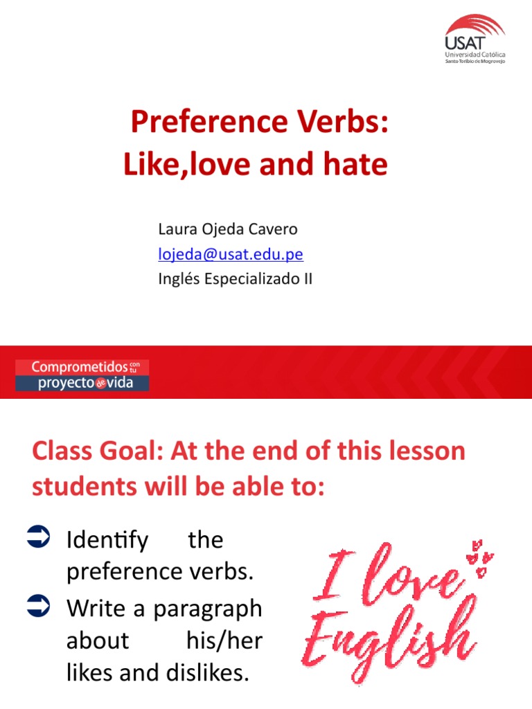 Preference Verbs: Like, Love and Hate: Laura Ojeda Cavero Inglés ...