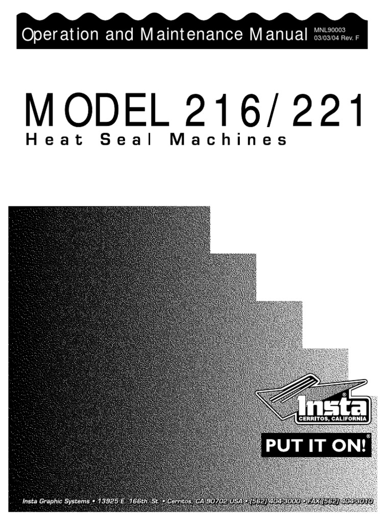 MODEL 216/221: Operation and Maintenance Manual | PDF | Screw | Vacuum Tube