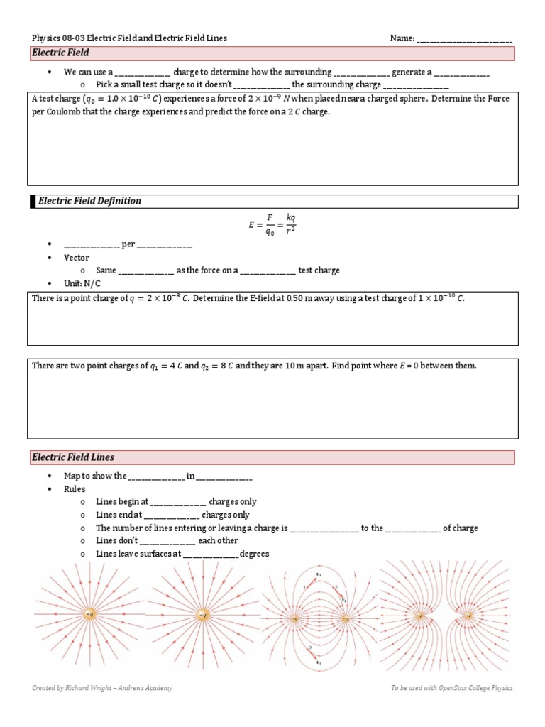 Physics 08-03 Electric Field and Electric Field Lines | PDF | Electric ...