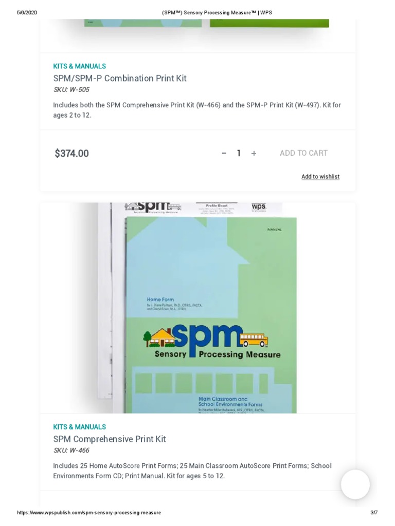 7 (SPM™) Sensory Processing Measure™ - WPS | PDF