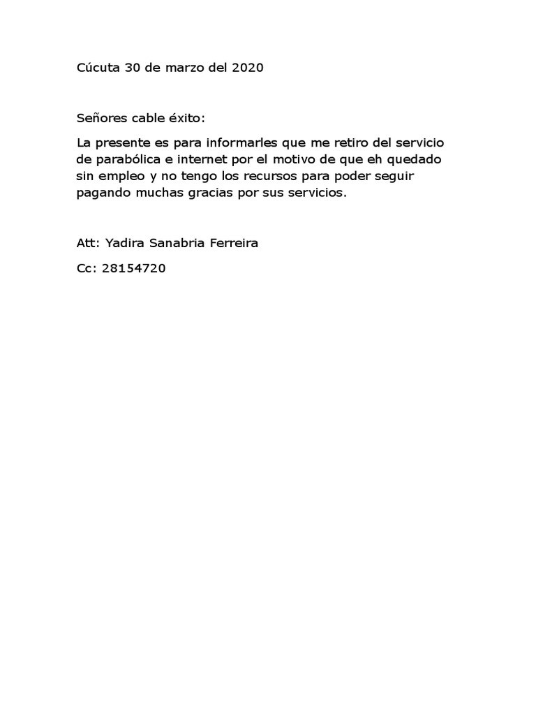 Carta Cable Exito | PDF