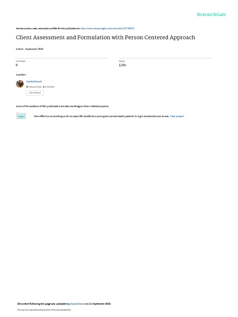 Client Centered Assessment Case | PDF | Psychotherapy | Psychological ...