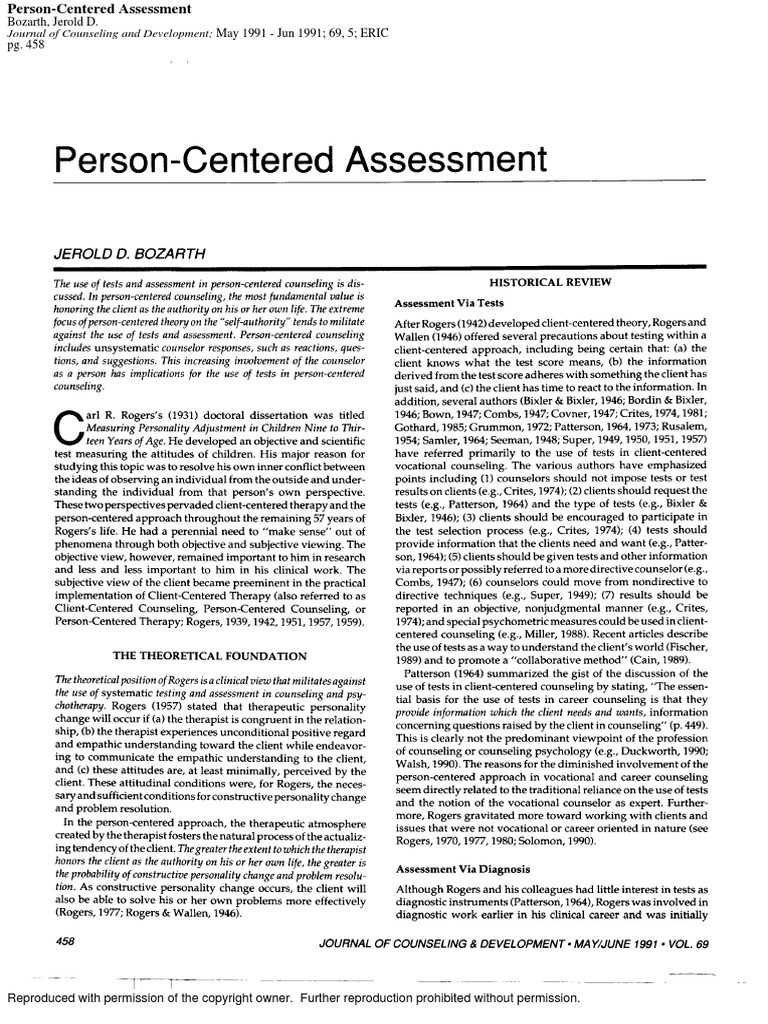 Person-Centered Assessment | PDF