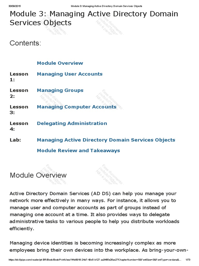 5-Module 3 - Managing Active Directory Domain Services Objects | PDF ...
