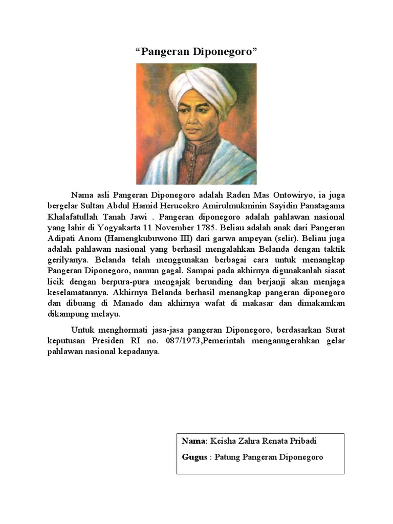 Pangeran Diponegoro | PDF | Fiksi Misteri, Thriller, & Kejahatan | Klasik