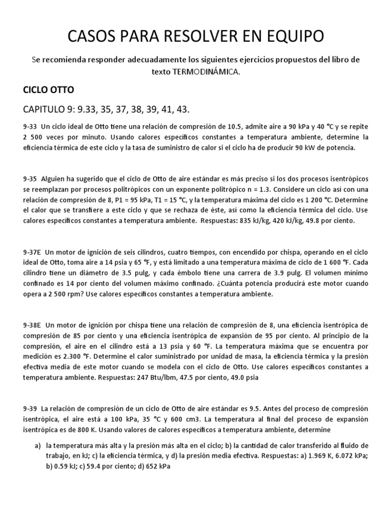 Casos para Resolver en Equipo | PDF | Temperatura | Calor