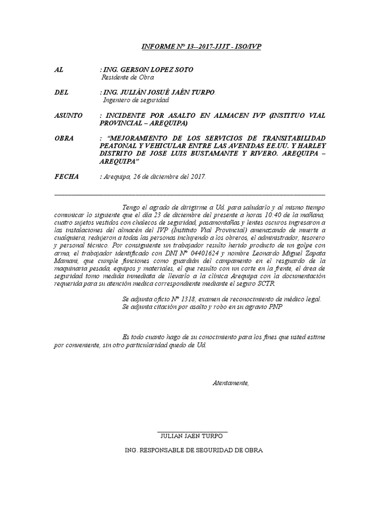 Informe #13 - Asalto Ivp | PDF