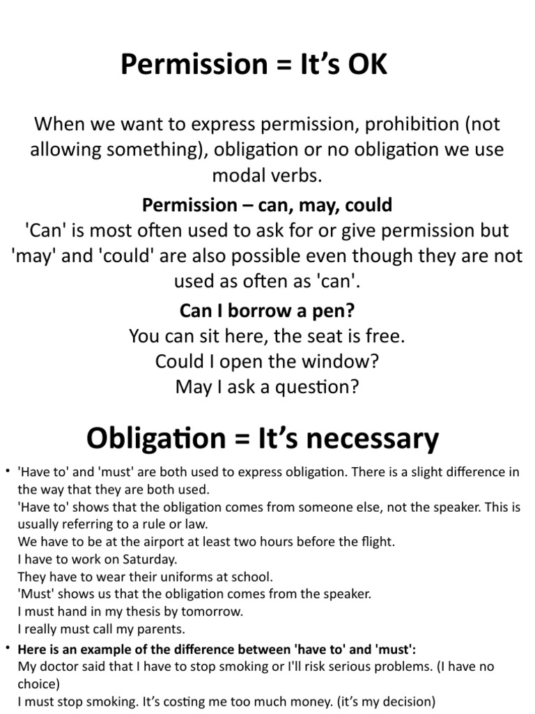 Permission It's OK: Permission - Can, May, Could | PDF
