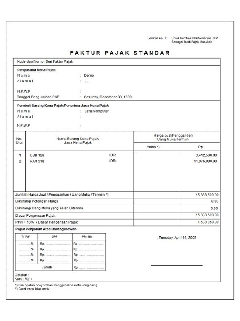 Faktur Pajak Standar Dikonversi | PDF