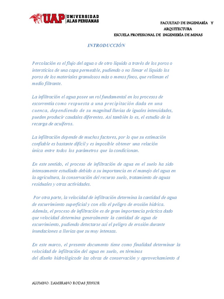 Percolacion | Descargar gratis PDF | Escorrentía superficial | Agua