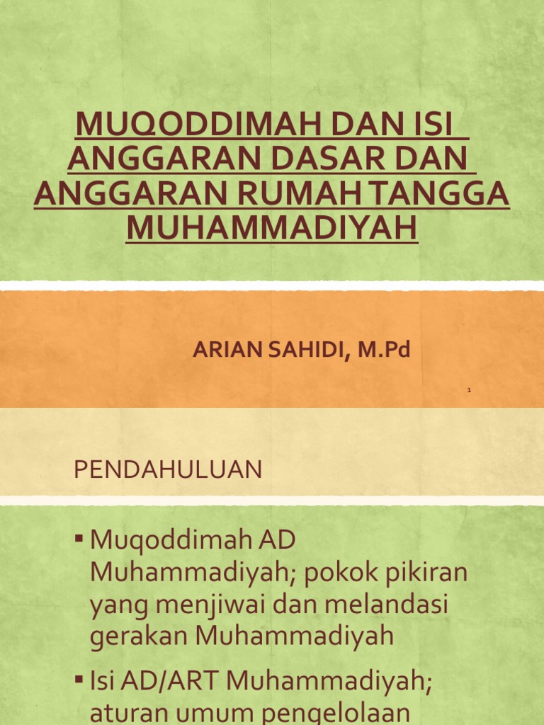 AD ART Muhammadiyah | PDF