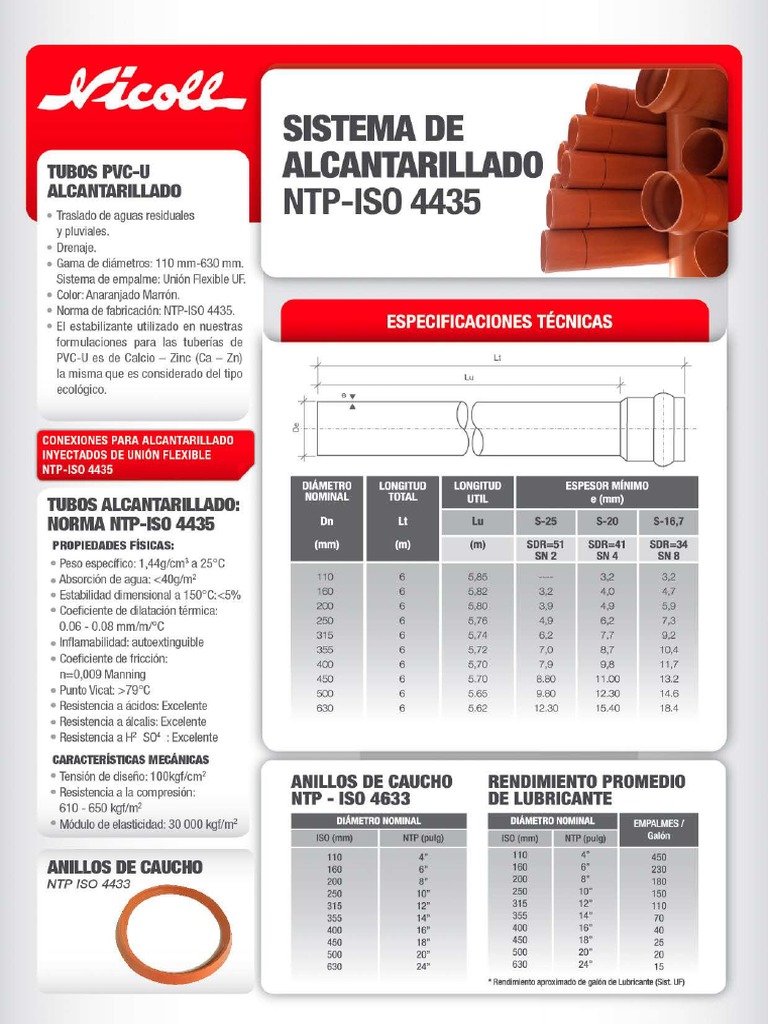 F.T. Sistema de Alcantarillado NTP ISO 4435 PDF | PDF