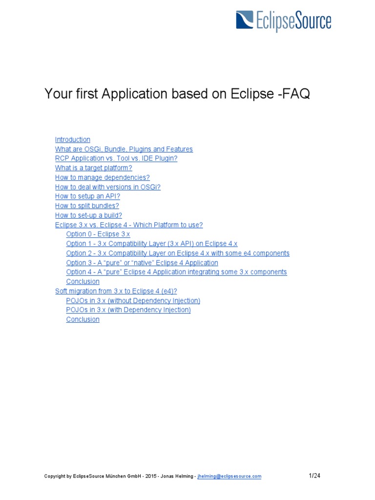 Your First Application Based On Eclipse Faq Pdf Eclipse Software Application Programming