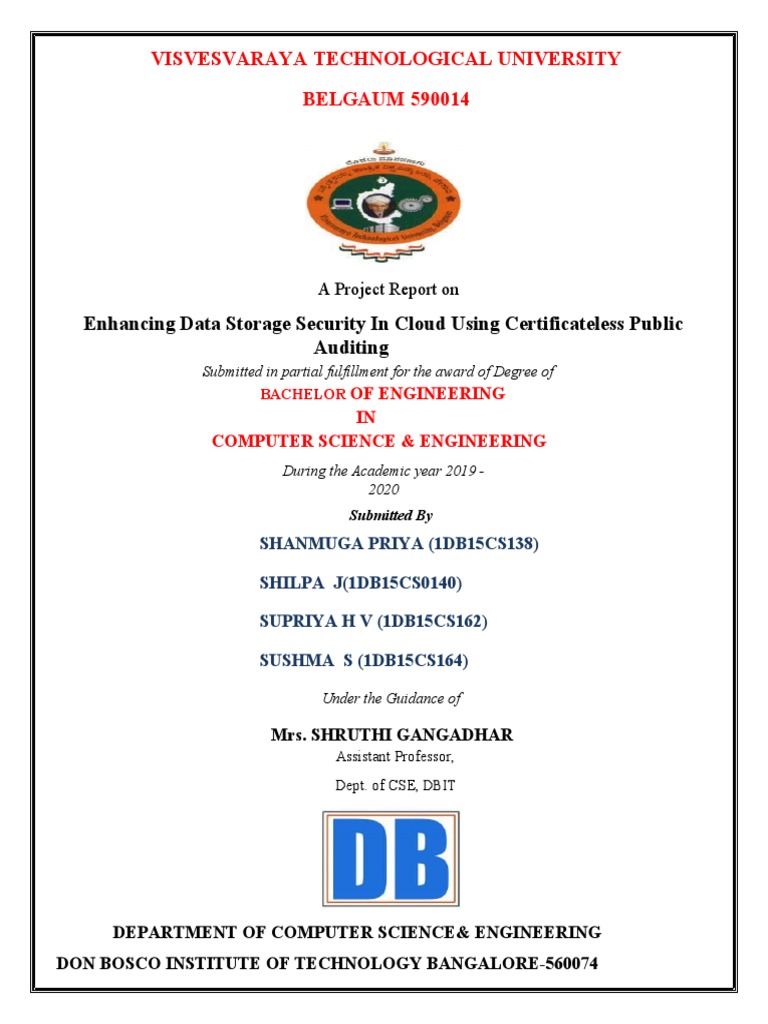 VTU Project Report on Enhancing Cloud Data Security | PDF | Cloud ...