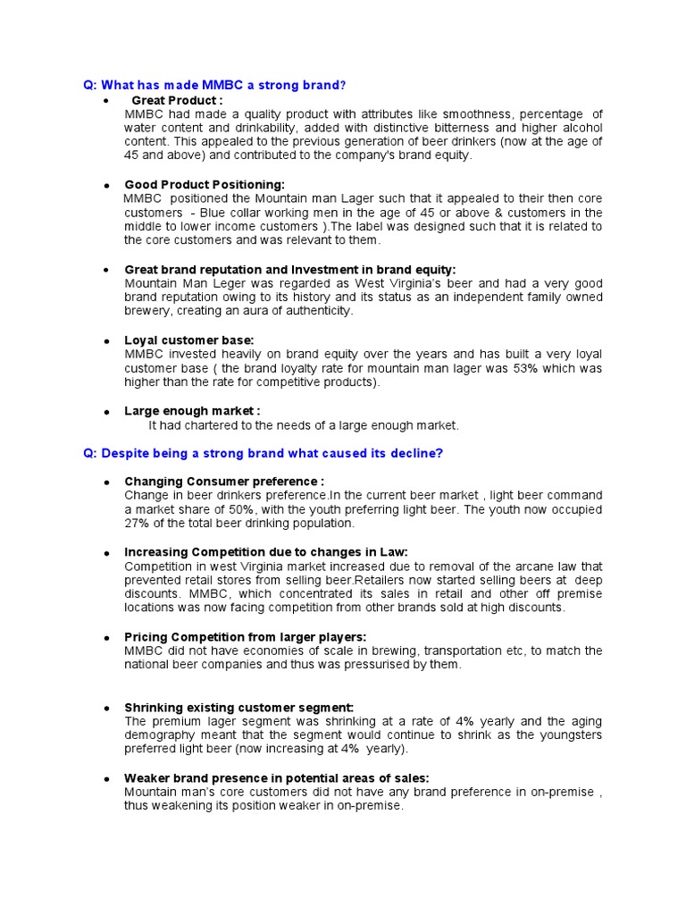 Mountain Man Case Study | PDF | Beer | Brand